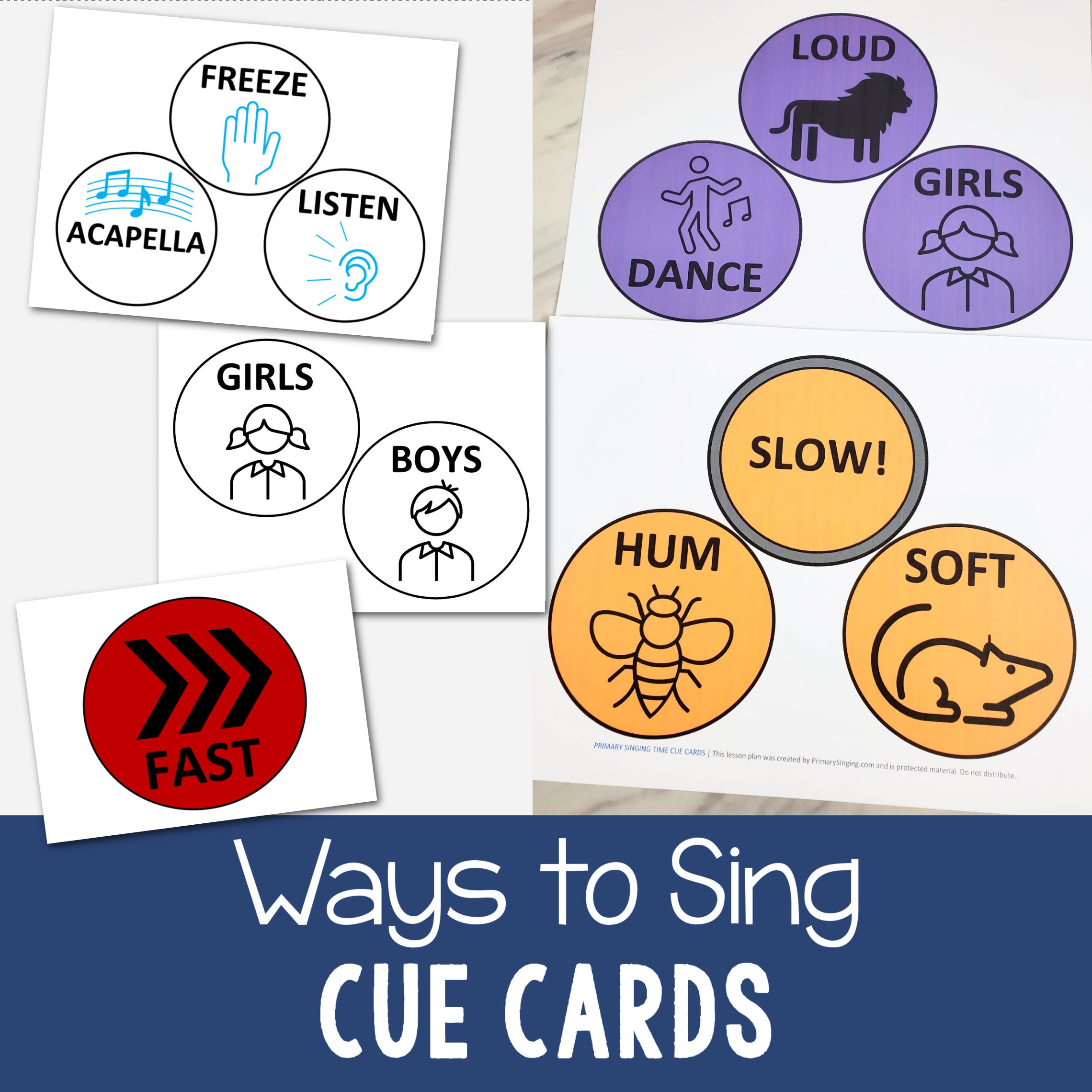 Ways to Sing Primary Cue Cards Singing Time LDS Music Leaders Handheld ...