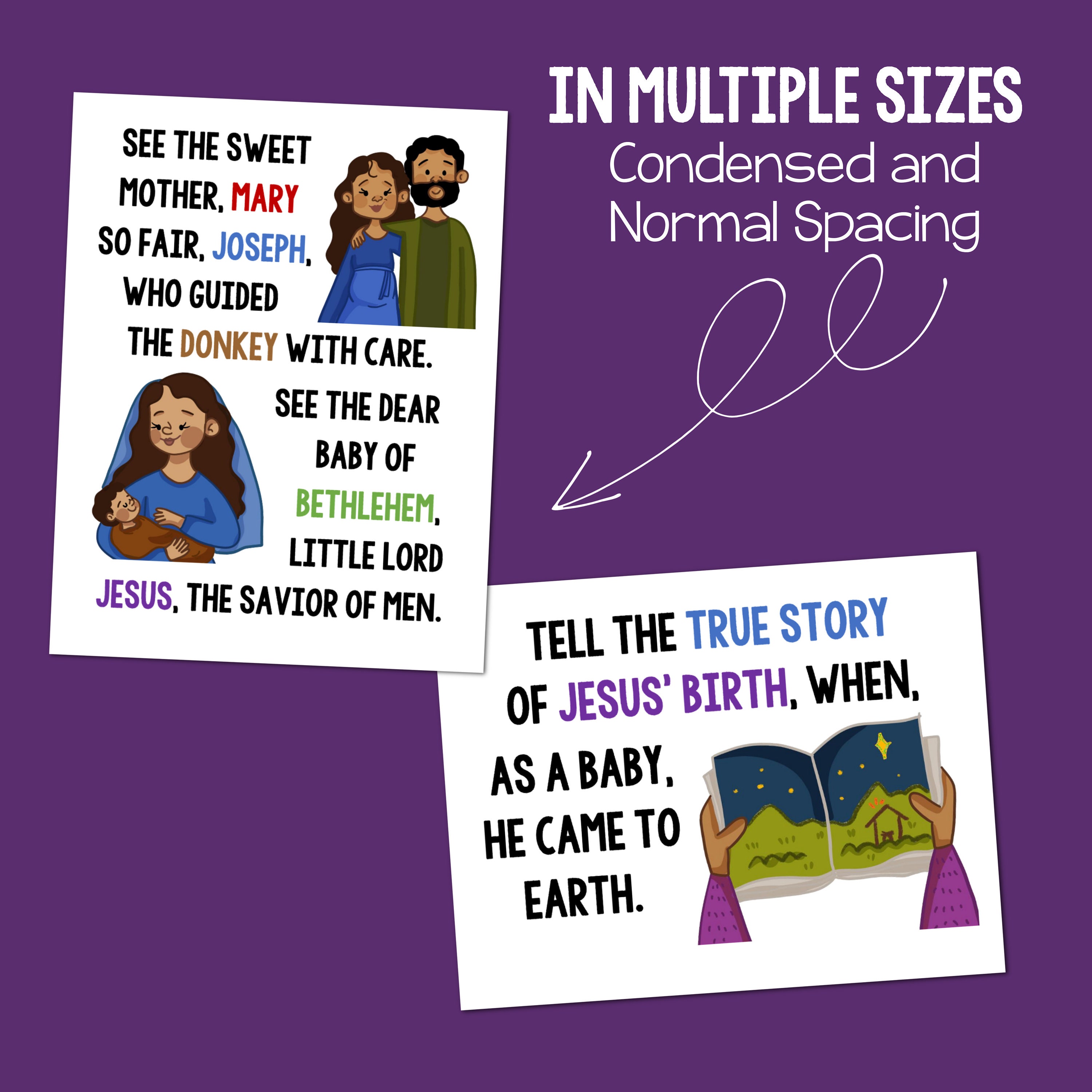 The Nativity Song Flip Chart Visual Aids Printable PDF Christmas Song ...