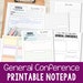 General Conference Printable Notepad Note Taking Sheets for Church ...