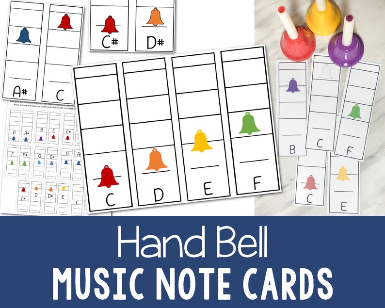 Hand Bell Music Note Cards for Singing Time PDF Printable - Etsy