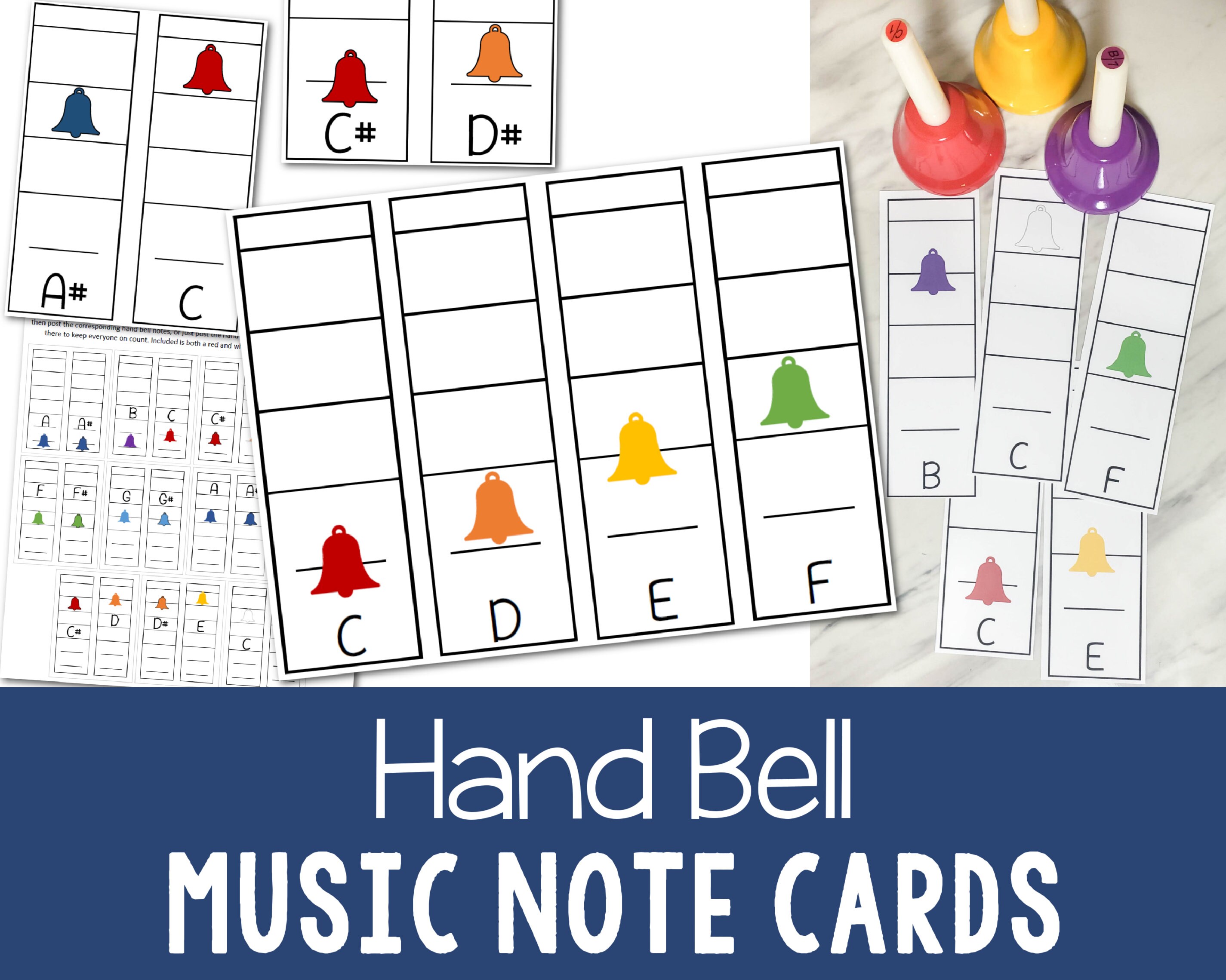 Hand Bell Music Note Cards for Singing Time PDF Printable - Etsy