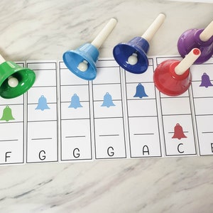 Hand Bell Music Note Cards for Singing Time PDF Printable Cards for ...