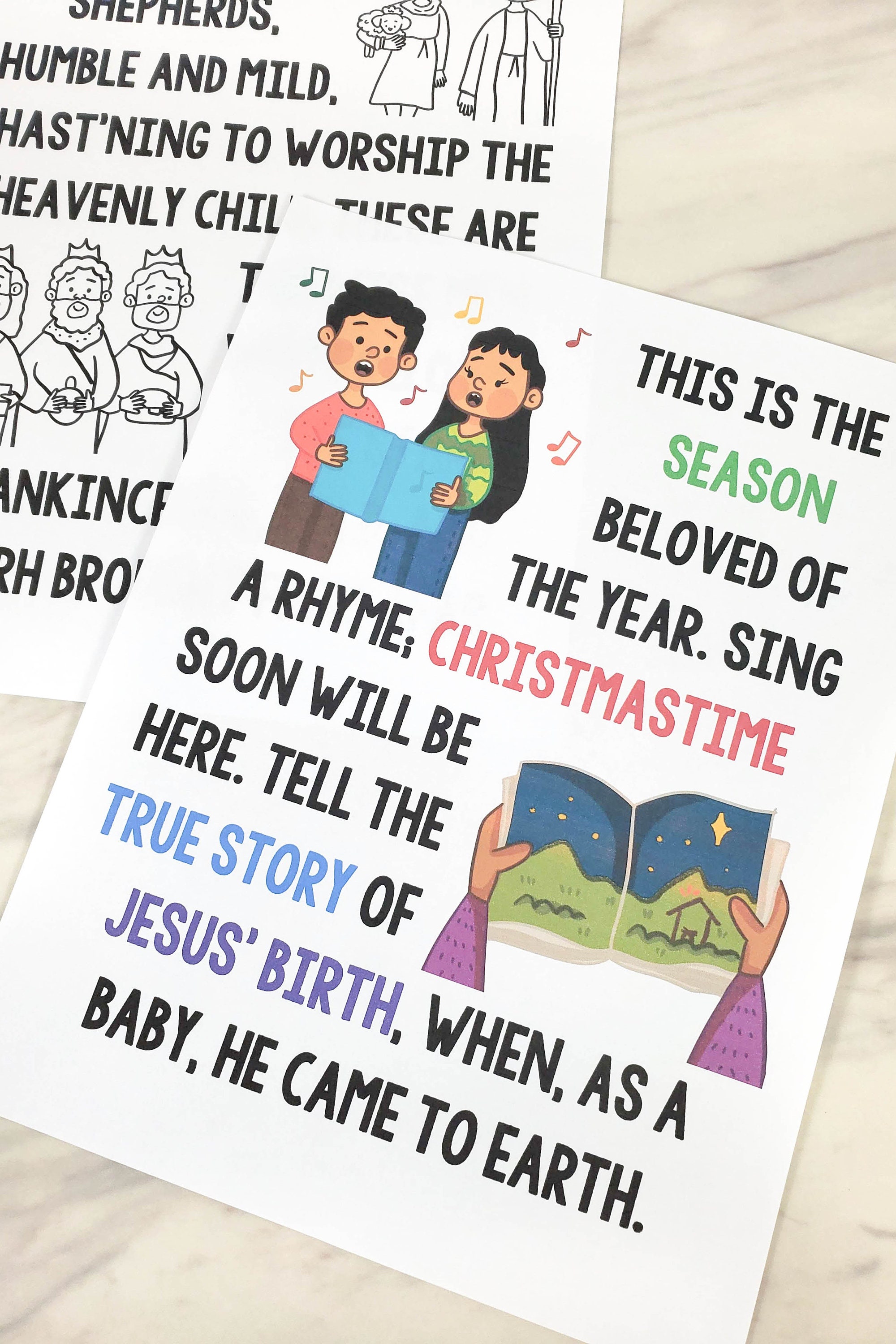 The Nativity Song Flip Chart Visual Aids Printable PDF Christmas Song ...