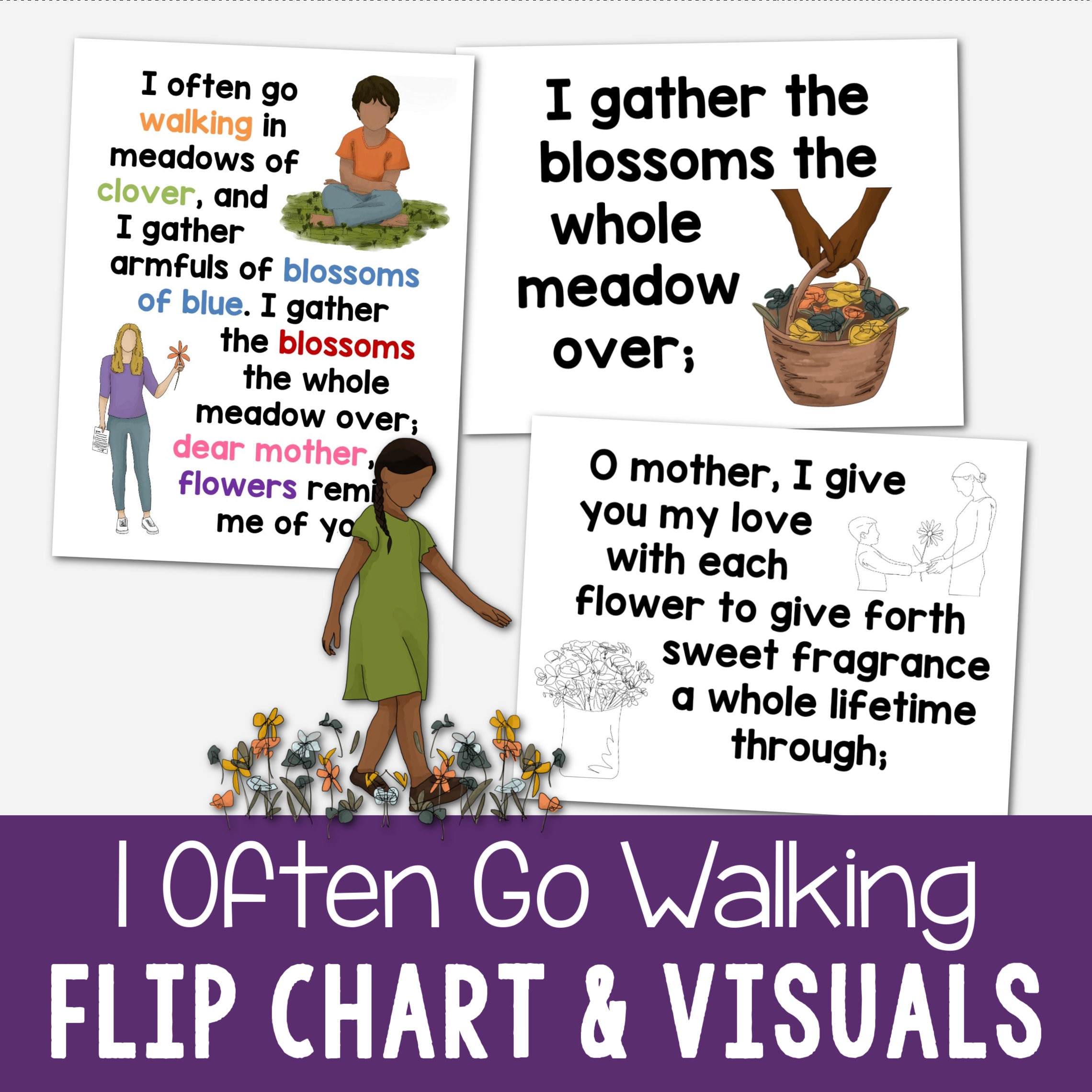 I Often Go Walking Flip Chart Visual Aids Singing Time Primary Song ...