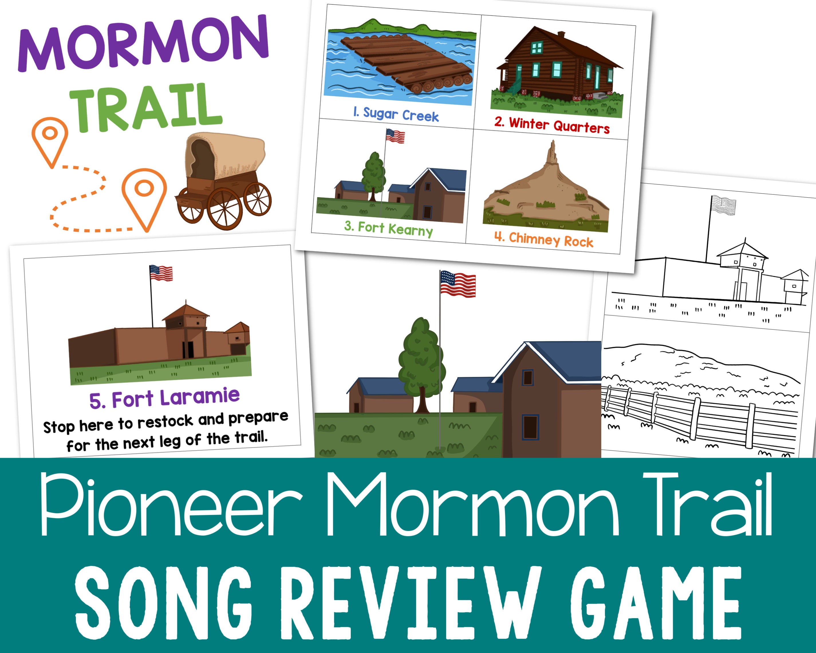 Pioneer Mormon Trail Singing Time Review Game Summer Printable Covered ...