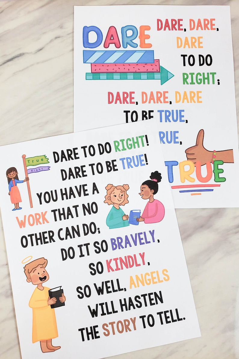 Dare to Do Right Singing Time Packet 7 Teaching Ideas LDS Song Flip ...