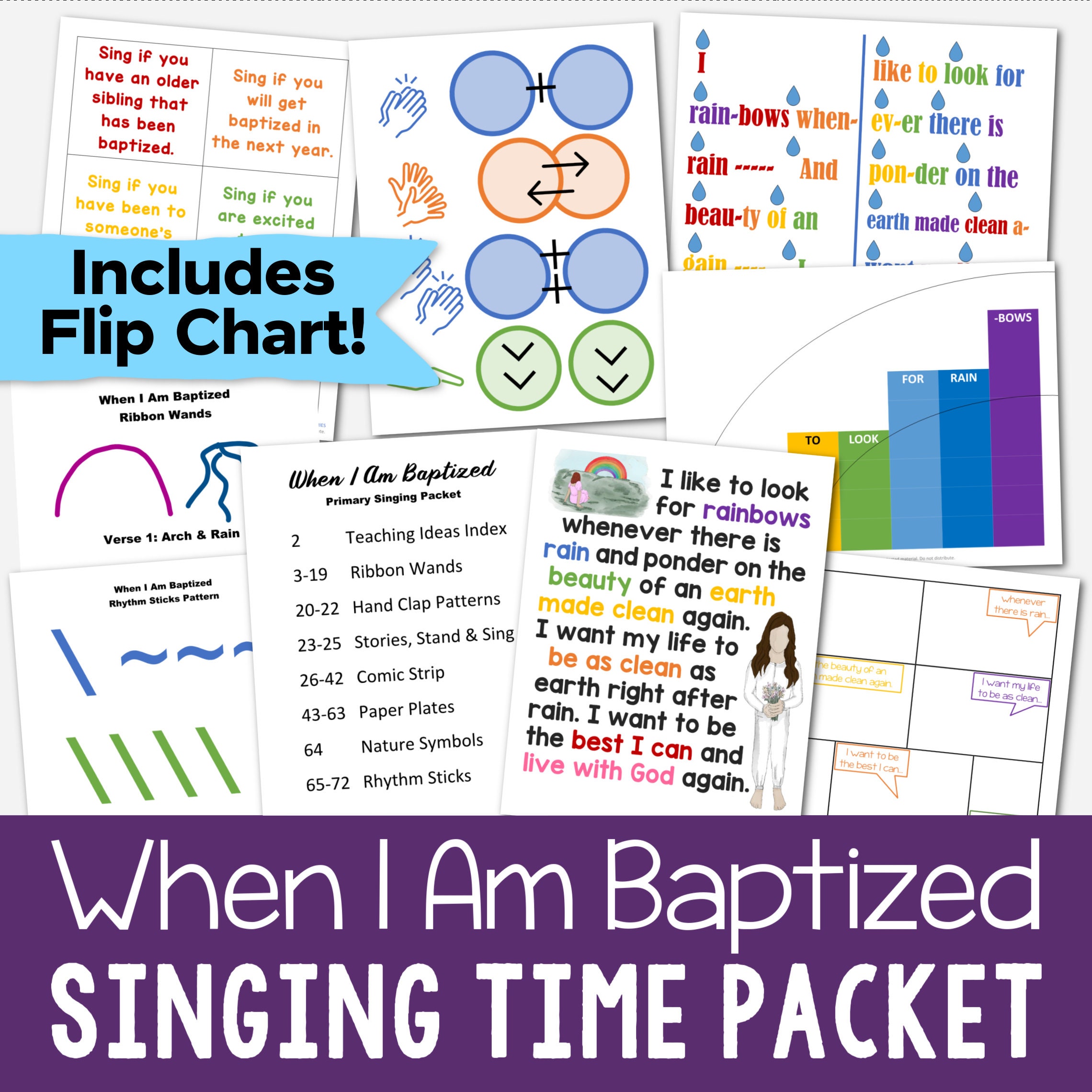 When I Am Baptized Singing Time Packet 7 Teaching Ideas & Flip Chart ...