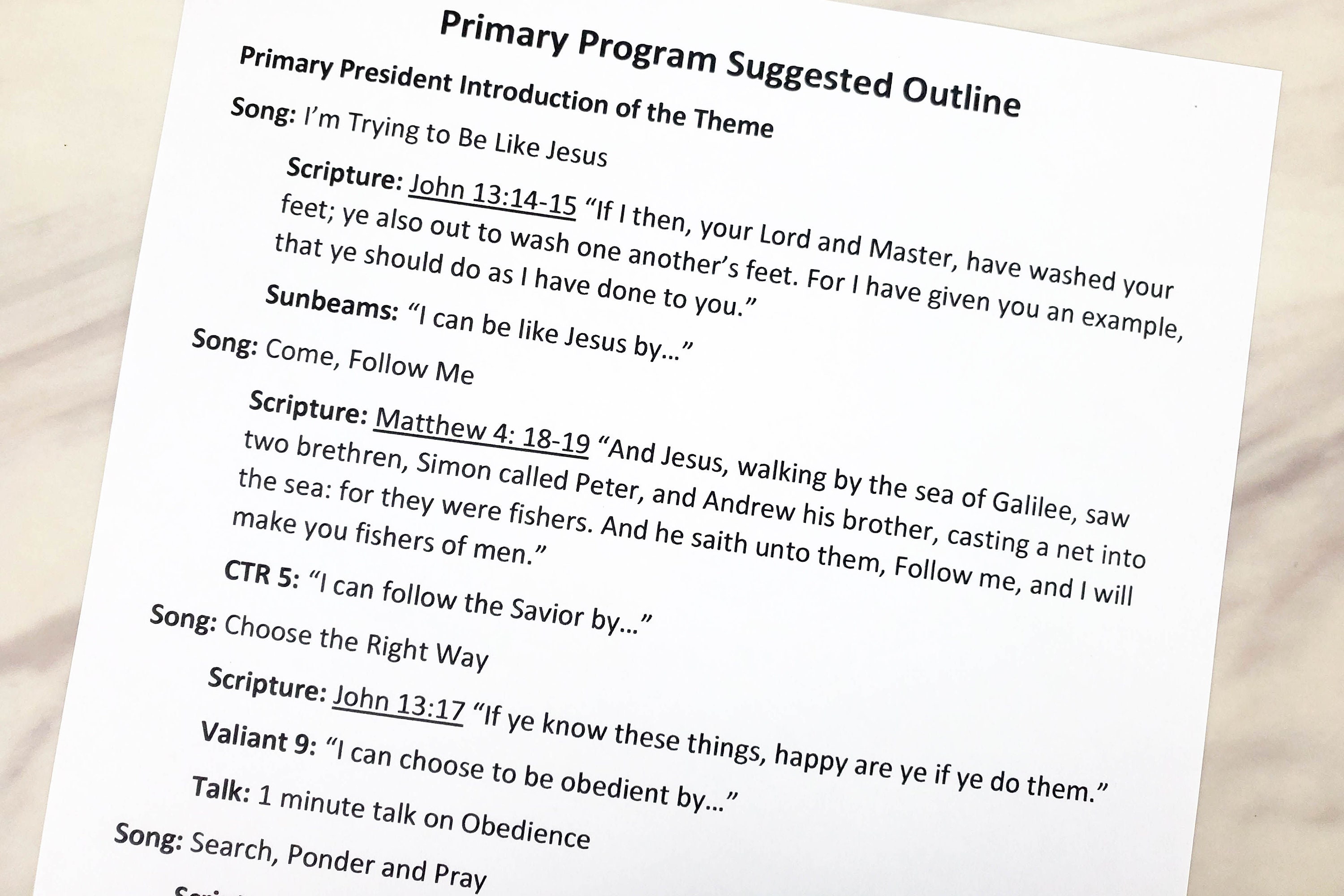 Primary Program Script 2023 New Testament Outline Question - Etsy