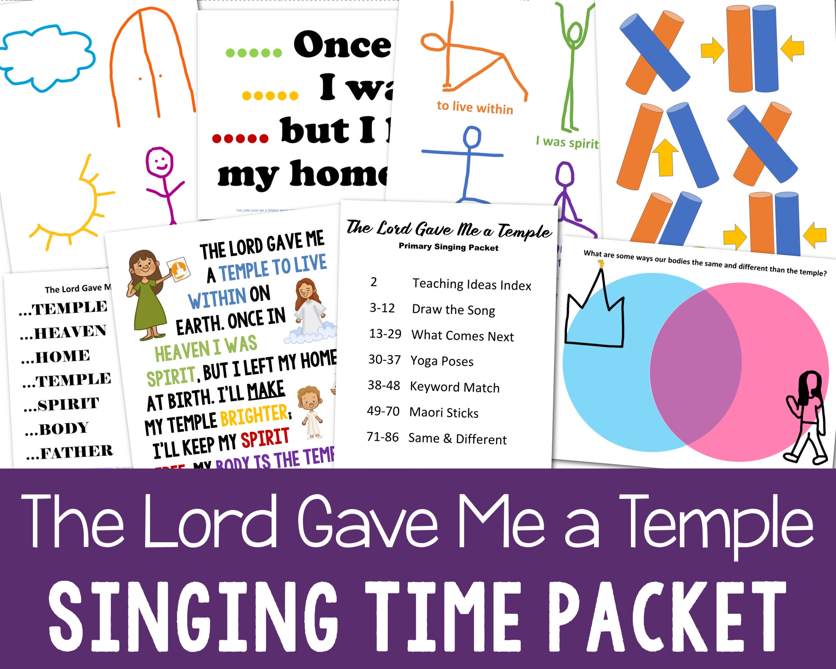 The Lord Gave Me a Temple Singing Time Packet 6 Teaching Ideas & Flip ...