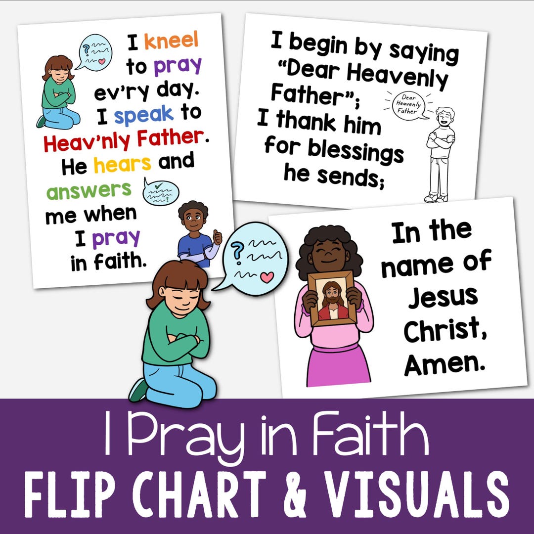 I Pray in Faith Flip Chart Visual Aids Teach Lyrics Come Follow Me Song ...