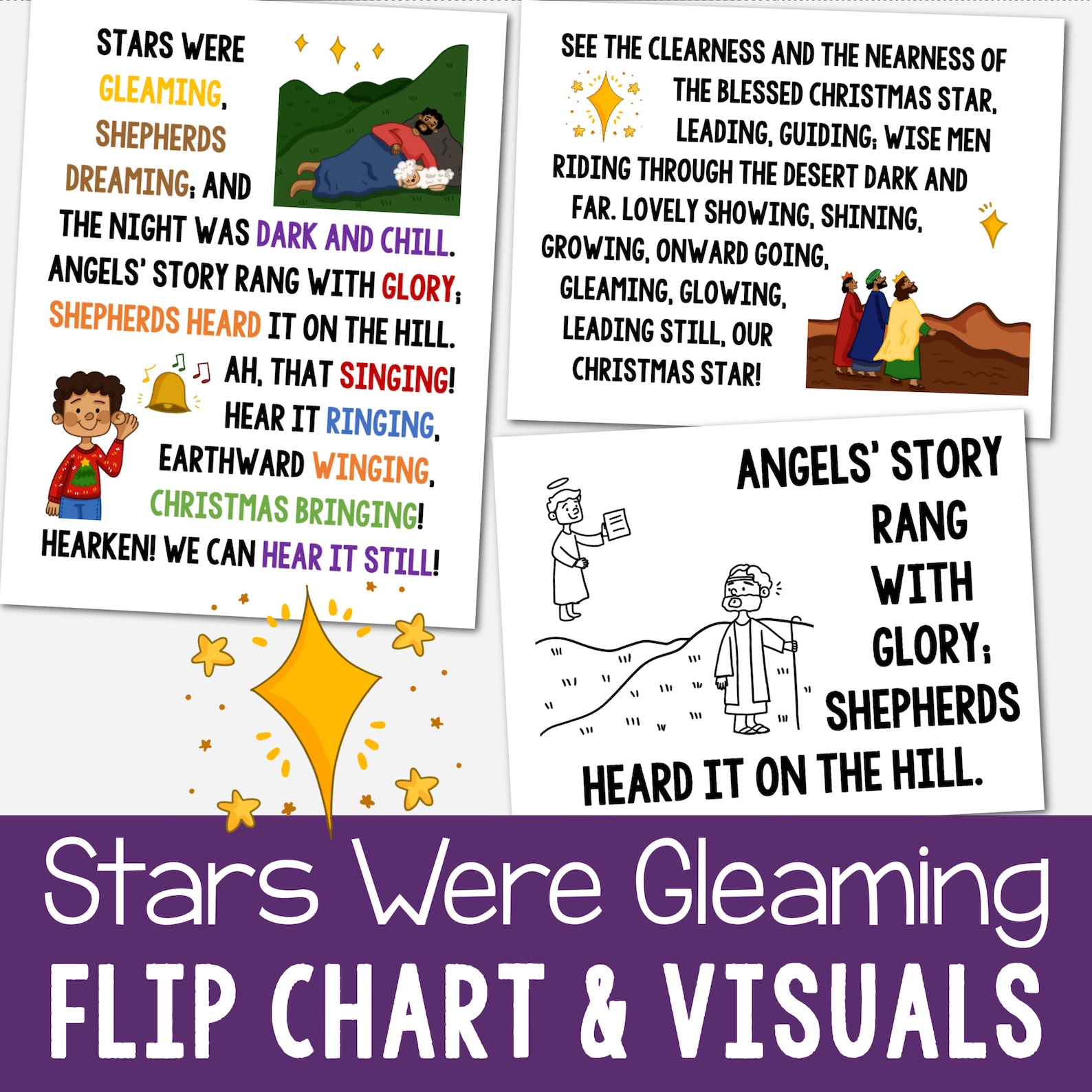 Stars Were Gleaming Flip Chart Visual Aids Printable Lyrics PDF ...