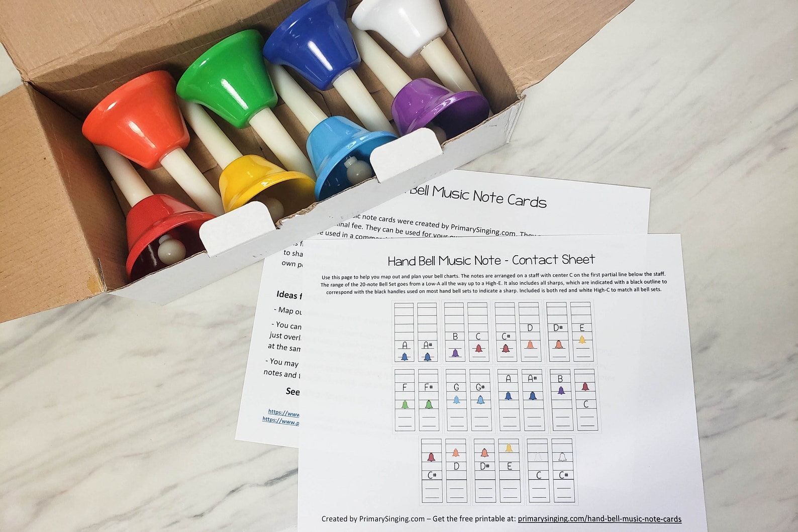 Hand Bell Music Note Cards for Singing Time PDF Printable Cards for ...