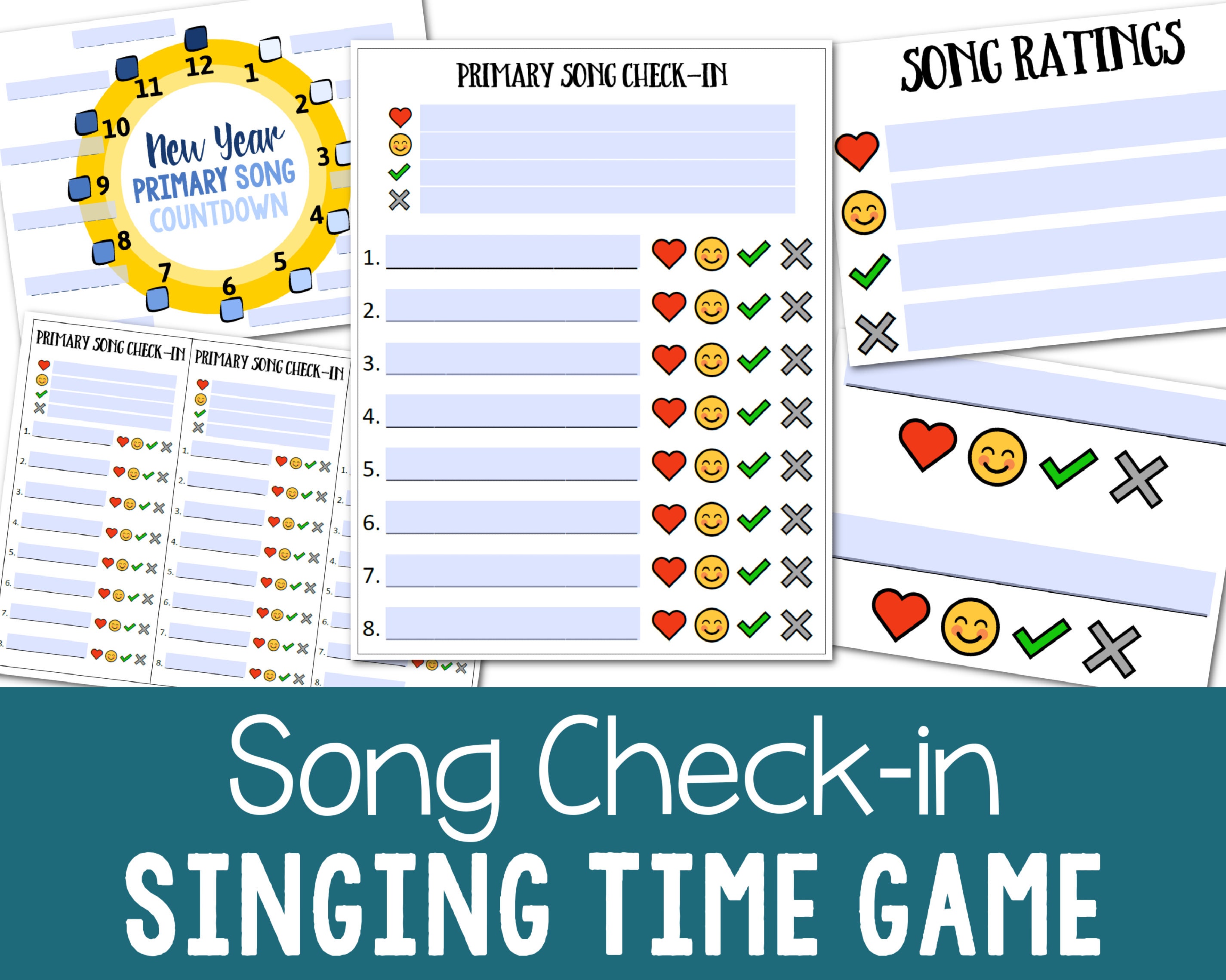 Primary Song Check-in Printable Editable PDF Singing Time Review Game ...