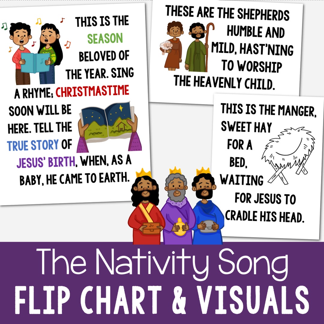 The Nativity Song Flip Chart Visual Aids Printable PDF Christmas Song ...