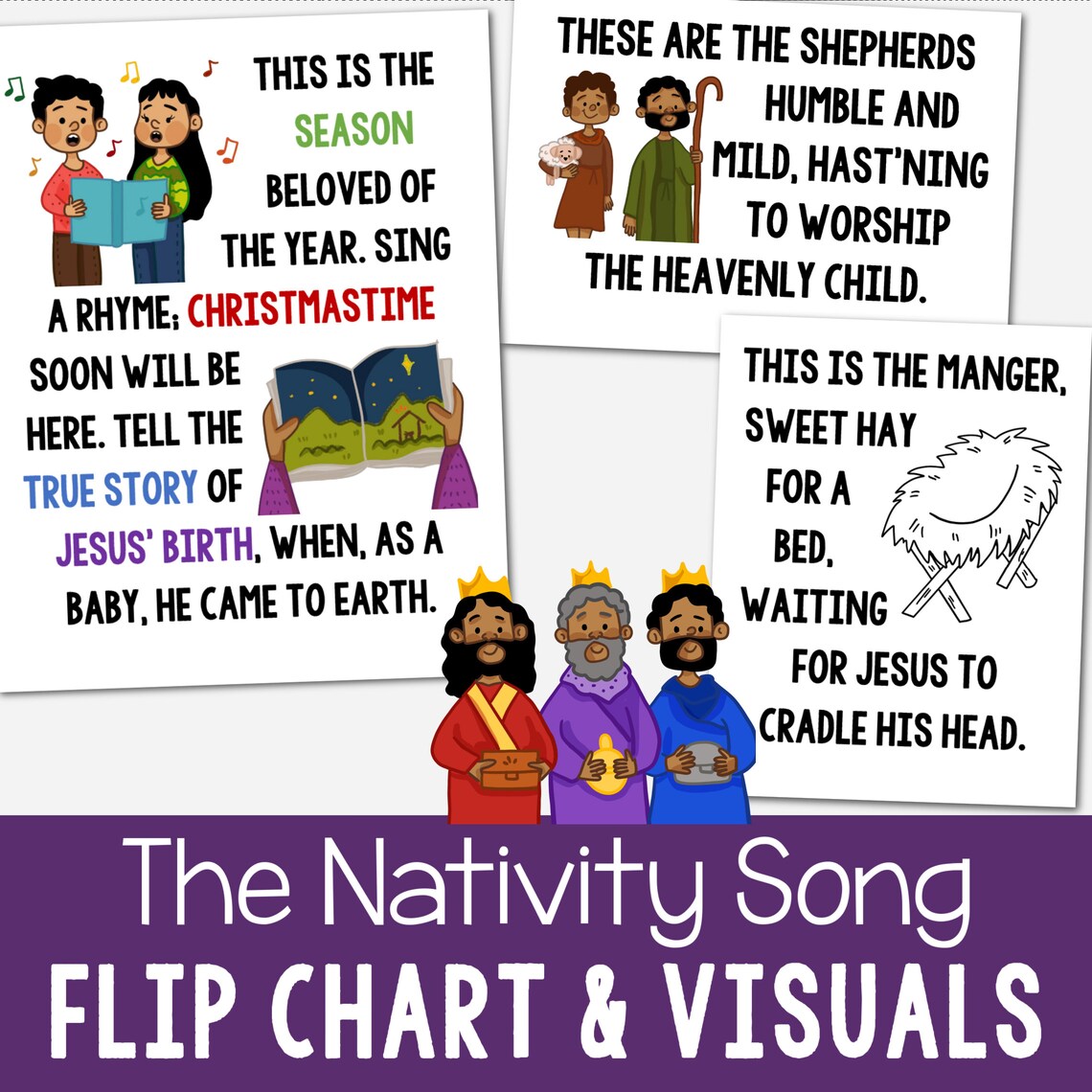 The Nativity Song Flip Chart Visual Aids Printable PDF Christmas Song ...