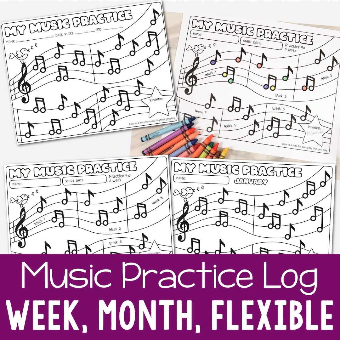 Music Practice Tracker | Piano Log, Sheet, Reward Chart With Weekly ...