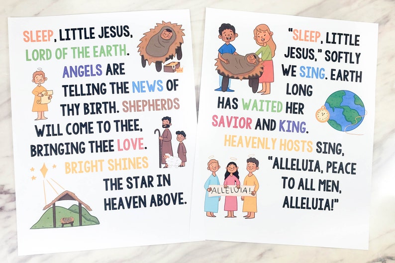 Sleep Little Jesus Flip Chart Visual Aids Printable PDF Christmas Song ...