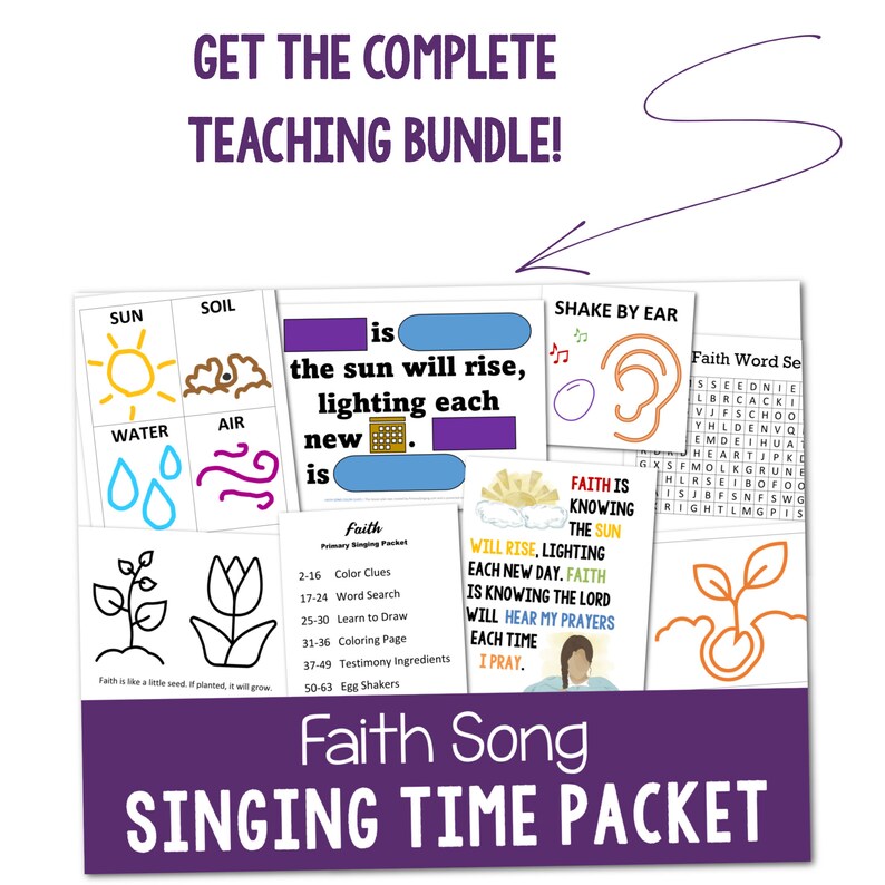 Faith Flip Chart Primary Song Visual Aids Teach LDS 2023 Come Follow Me ...