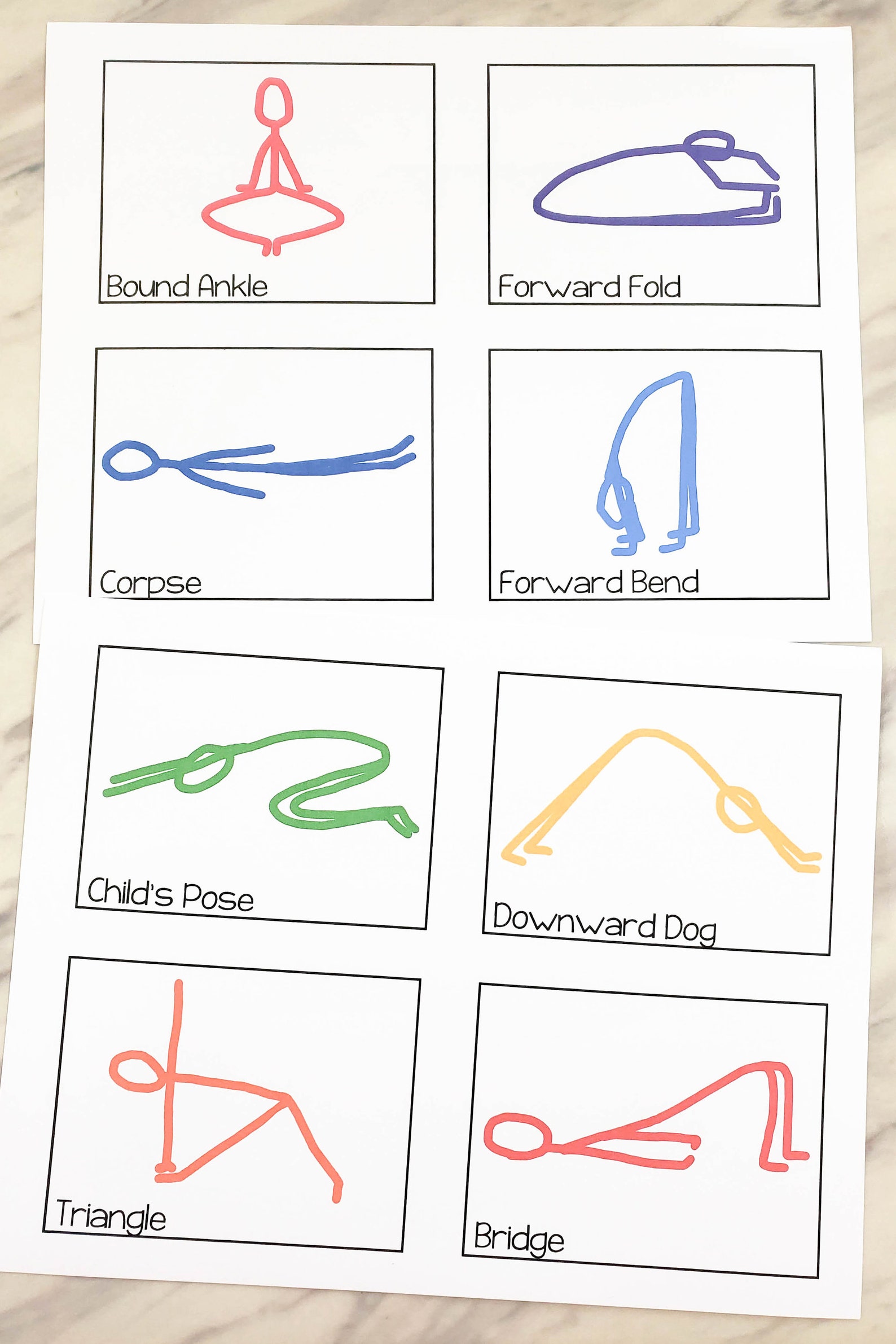 Yoga Poses Position Cards Printable Movement 24 Pose Cards for ...