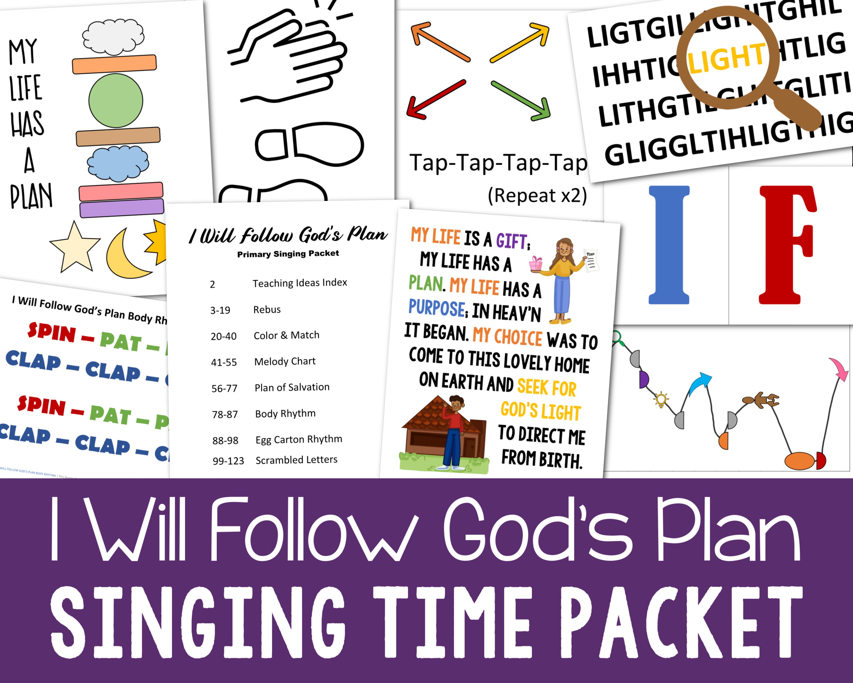 I Will Follow God's Plan Singing Time Packet & Flip Chart Primary LDS ...