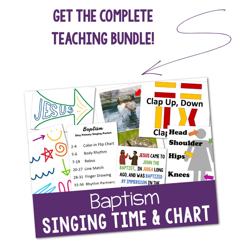 Baptism Flip Chart LDS Song Visual Aids Printable PDF Landscape and ...