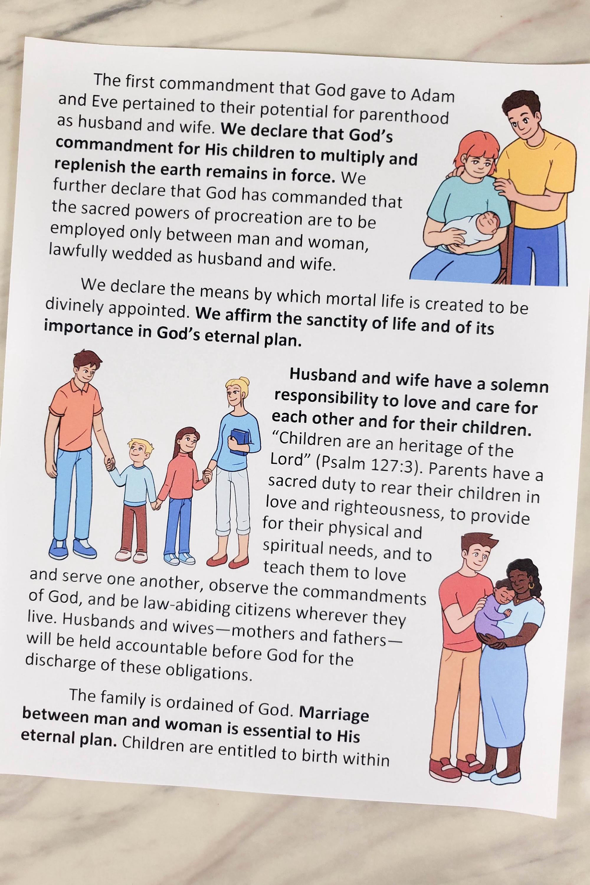 The Family Proclamation Illustrated Visual Aids Teaching LDS Printable ...