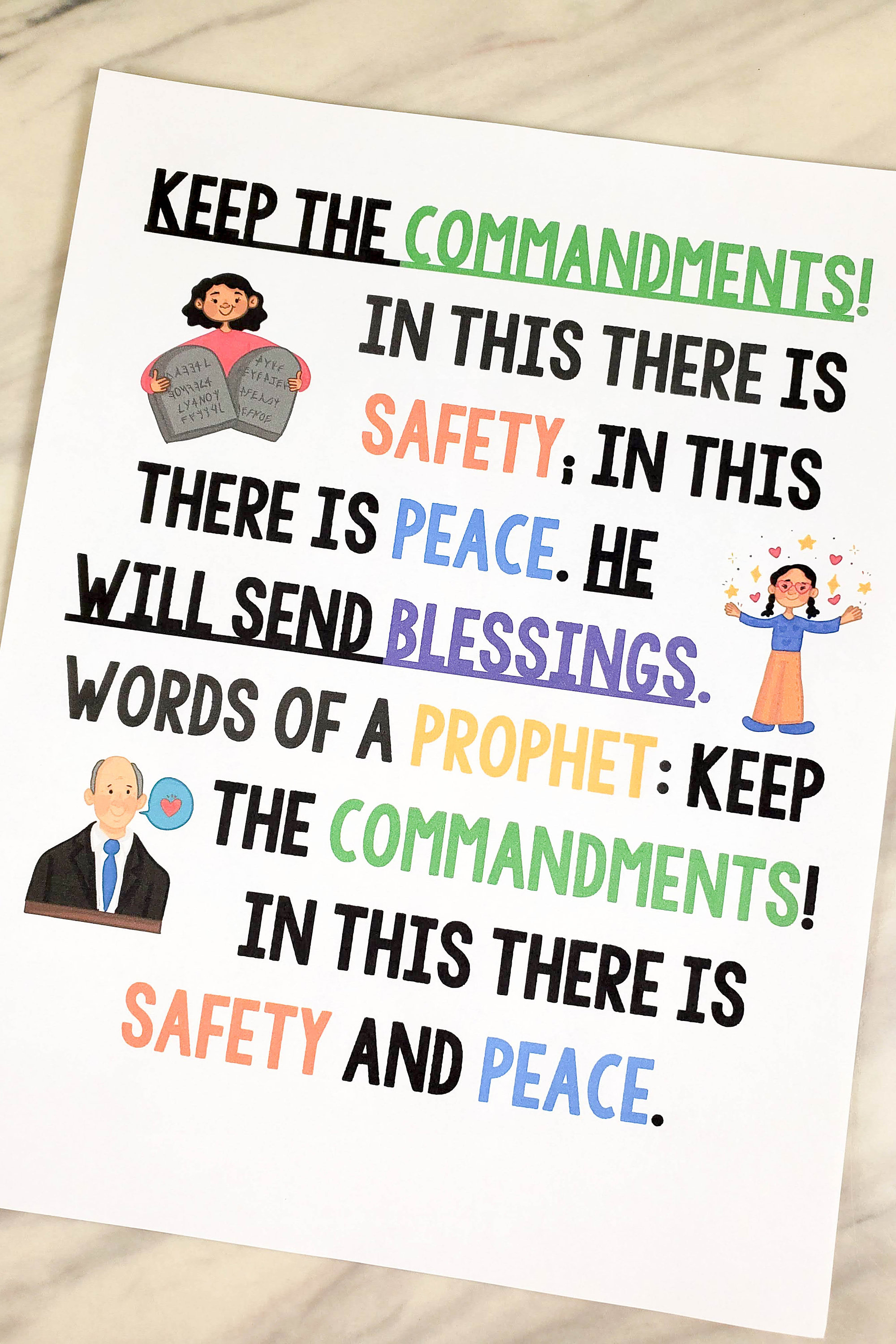 Keep the Commandments Flip Chart Visual Aids for LDS Primary Music ...