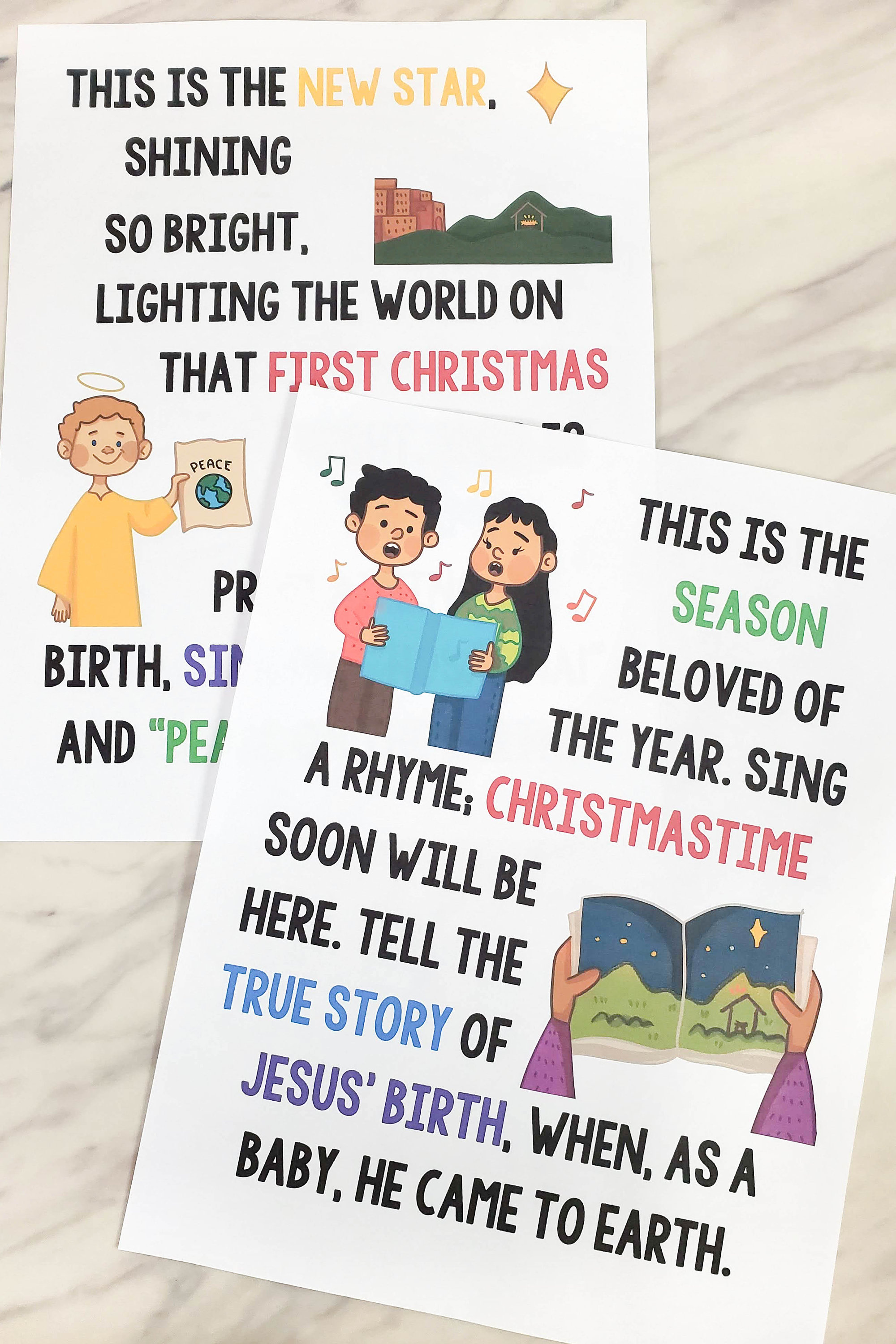 The Nativity Song Flip Chart Visual Aids Printable PDF Christmas Song ...