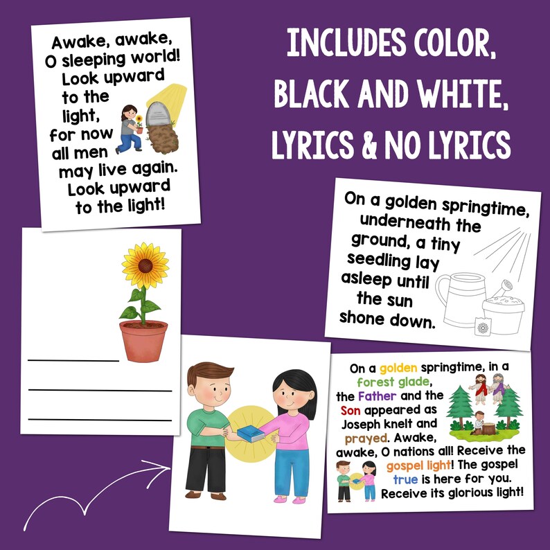 On a Golden Springtime Flip Chart Visual Aids Printable Lyrics Song ...