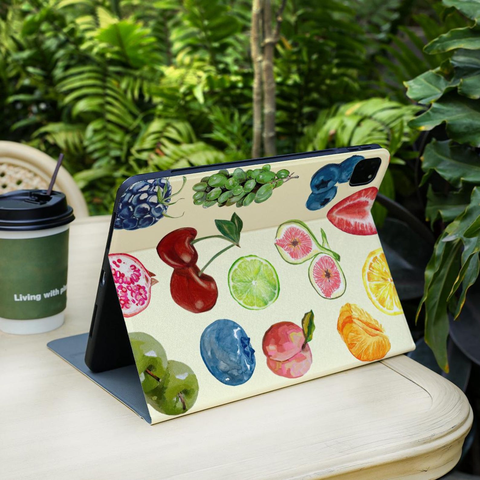 Cute Fruits Painting iPad Case With Apple Pencil Holder Cover for iPad ...