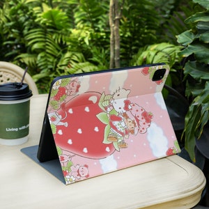 Pink Kitty Strawberry With Girl iPad Case for Air 5 4 3,ipad Pro 11 12. ...