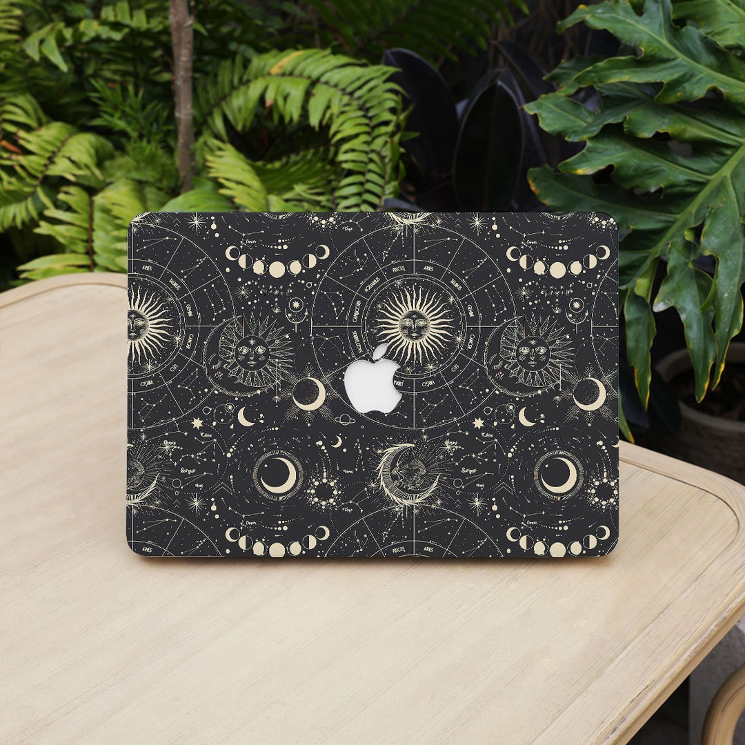 Sun Moon Black MacBook Case Simple Laptop Cover for Mac 16 15 14 13 12 ...