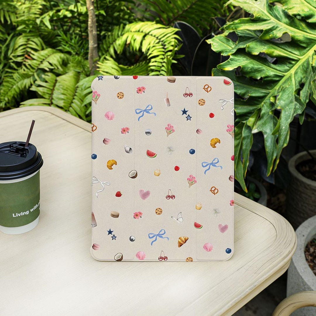 Cute Clip Art Artwork iPad Case With Pencil Holder Cover for iPad Air 5 ...