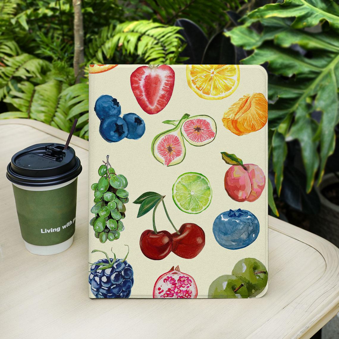 Cute Fruits Painting iPad Case With Apple Pencil Holder Cover for iPad ...