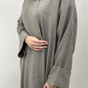 Open Linen Abaya Set With Pockets Hijab | Oversized Dubai Abaya| Winter ...
