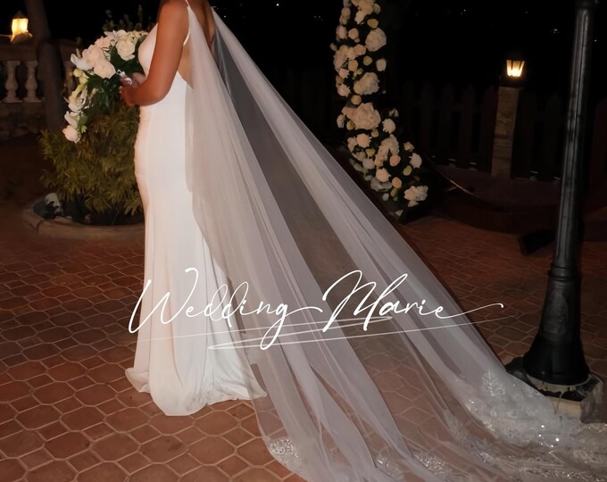 Gorgeous Wedding Cape, V-back Cape Veil, Shiny Appliques Cape Veil ...