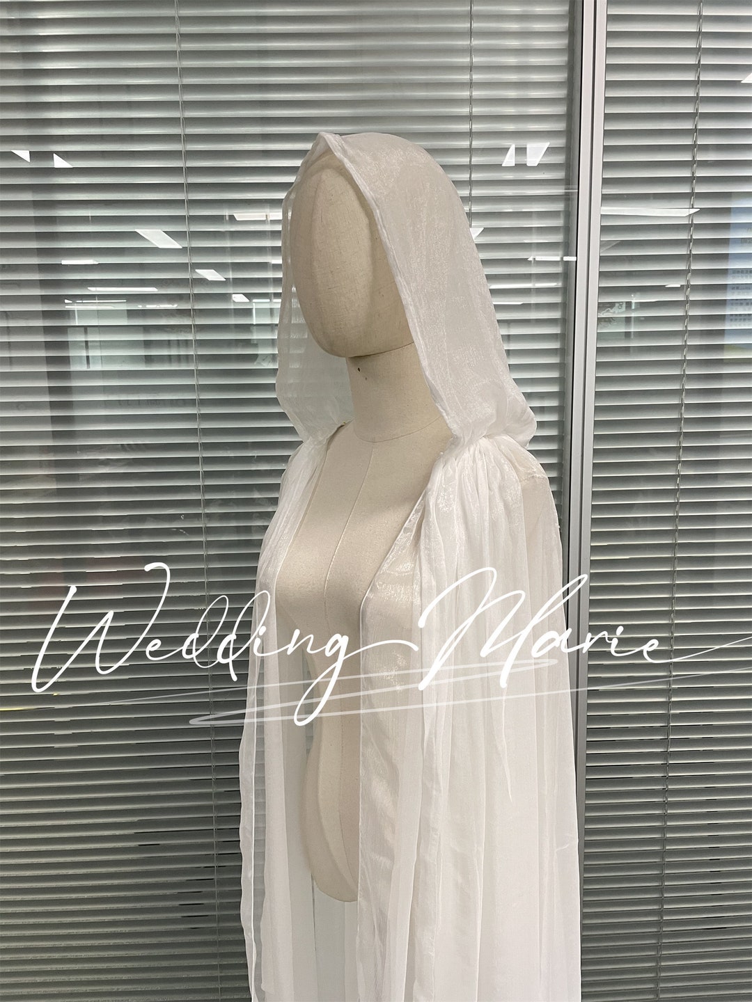 White Hooded Chiffon Cape Wedding Cape Veil Long Fairy Cape - Etsy