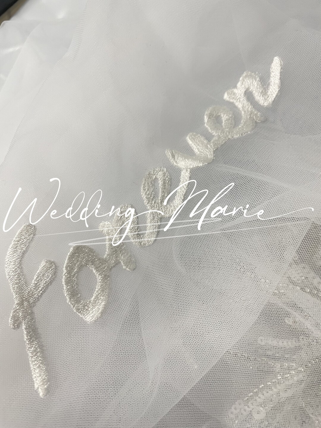 Bridal Veil Custom Embroidery Link, Support for Embroidered Names ...