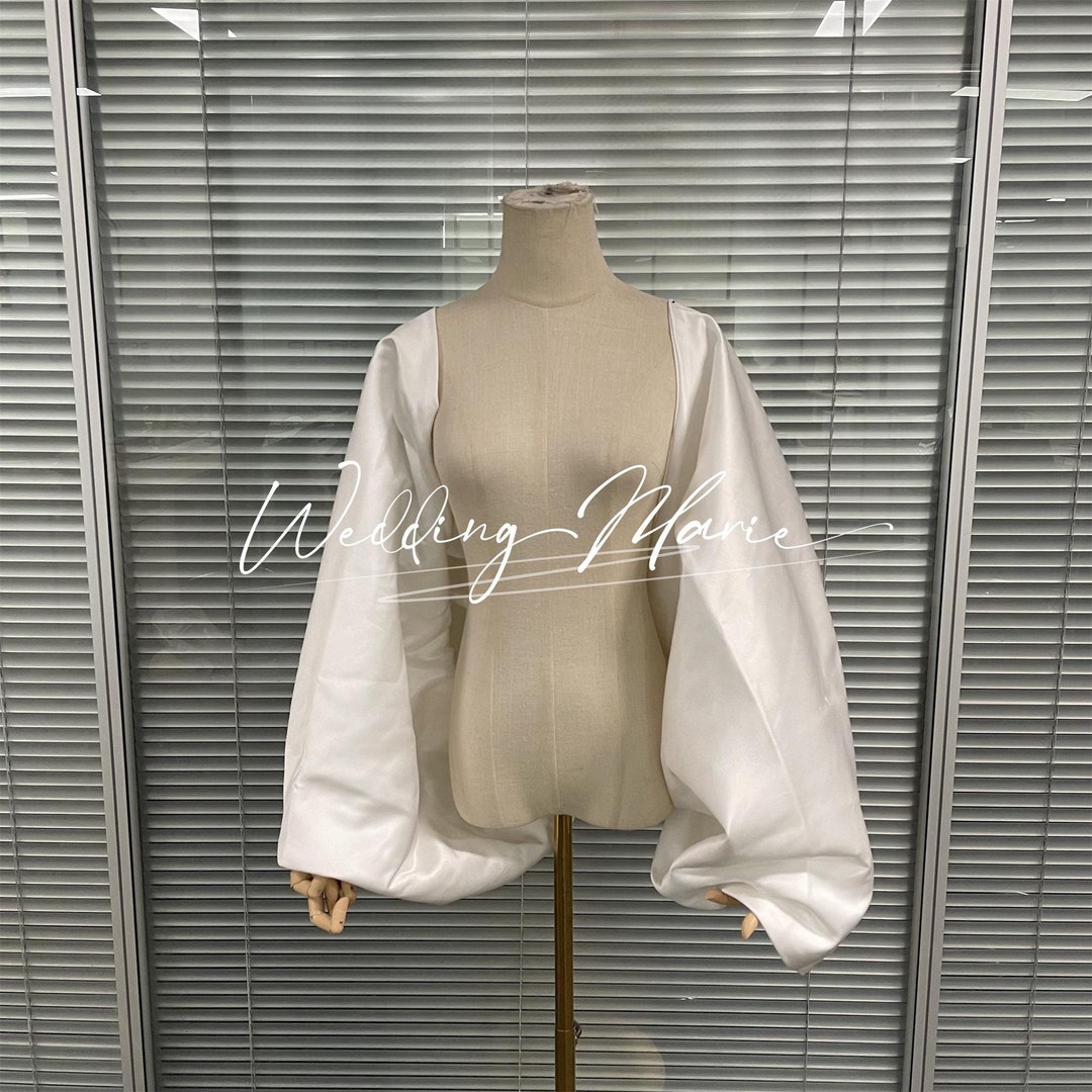 Ivory Satin Wedding Cape, Puff Sleeve Bridal Cover Up - Etsy
