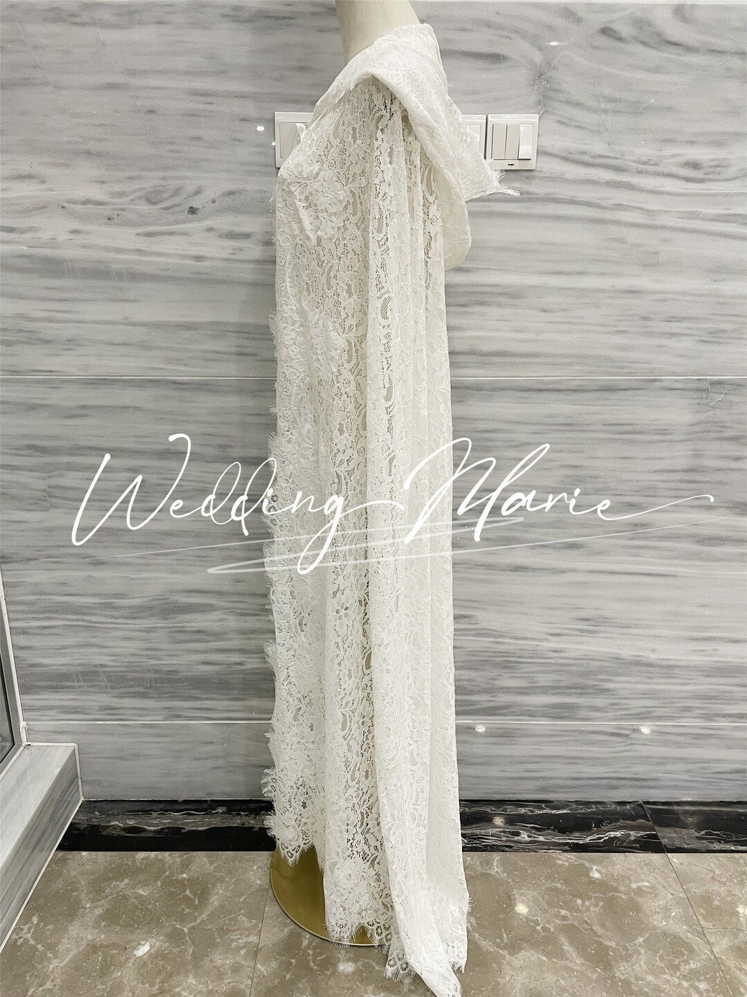 Wedding Cloak, Made of Lace, Floral Bridal Cloak, Cape Veil With Hood ...