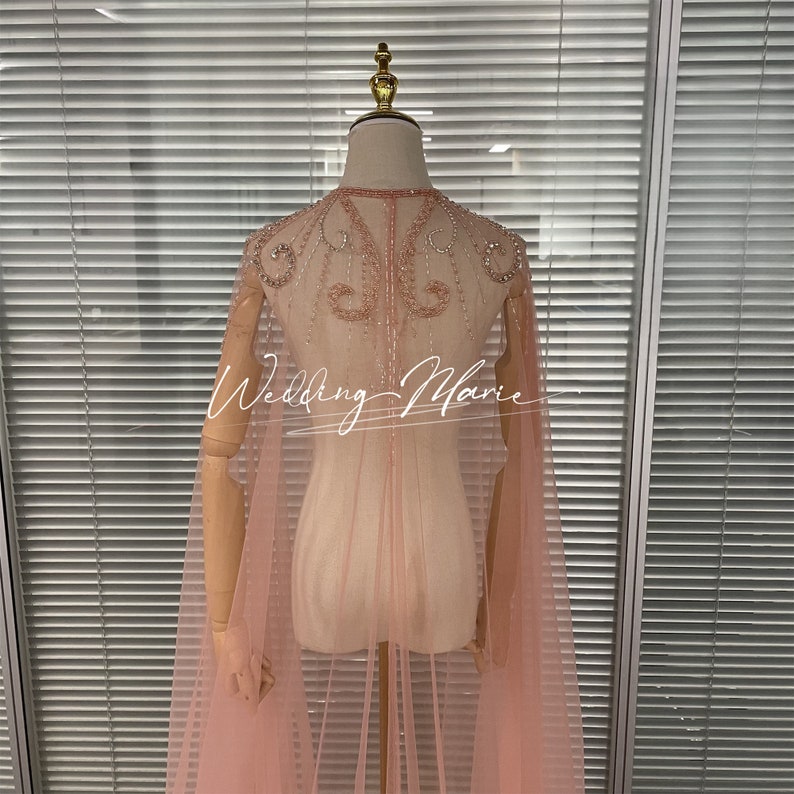 Beaded Wedding Cape: Custom Bridal Tulle Veil - Etsy