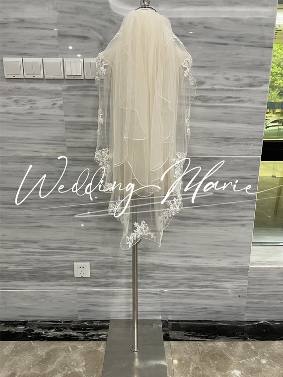 New Champagne Wedding Veil With Plain Blusher Veil With Comb - Etsy