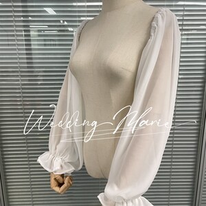 White Chiffon Sleeves, Wedding Detachable Sleeves, Bridal Sleeves ...