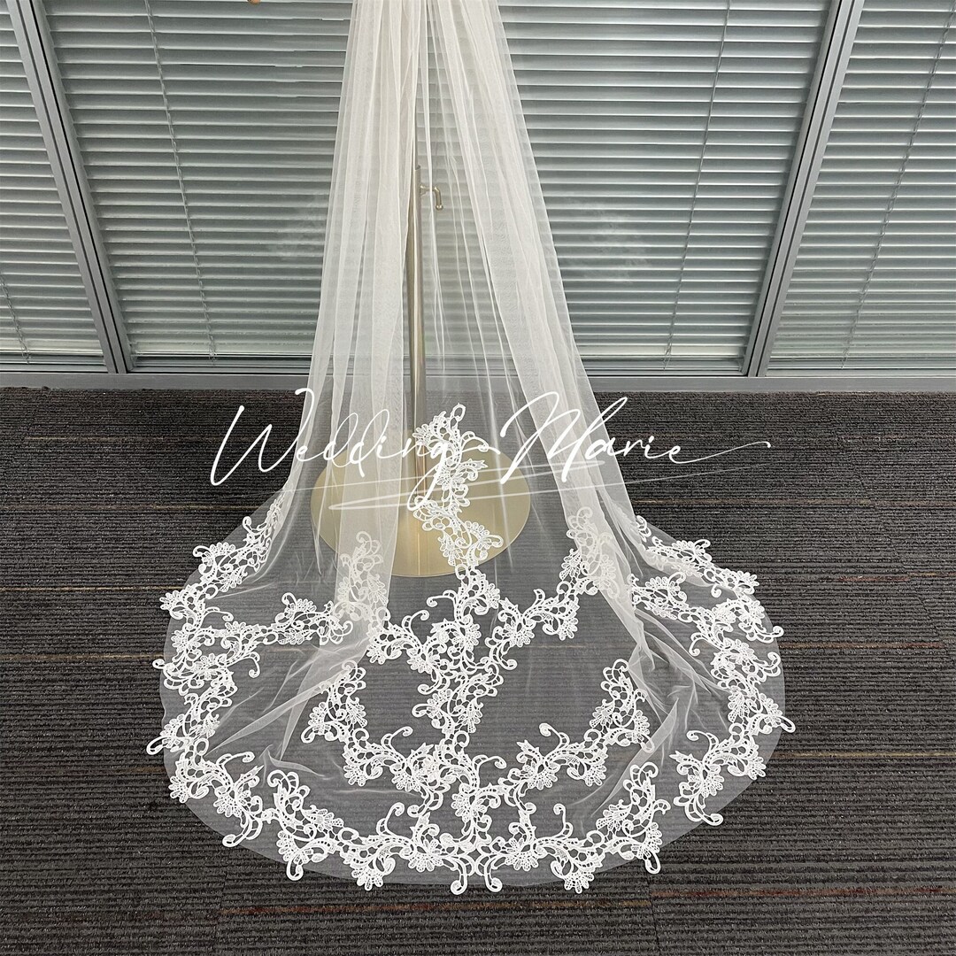 Champagne Wedding Veil, One Tier Comb Veil, 54 Inch Waltz Lace Veil ...