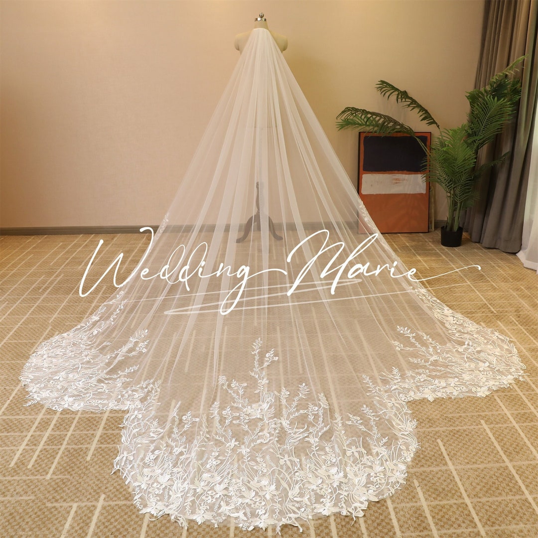 Champagne and Ivory Lace Wedding Veil,one Layer Comb Veil,bridal Veil ...