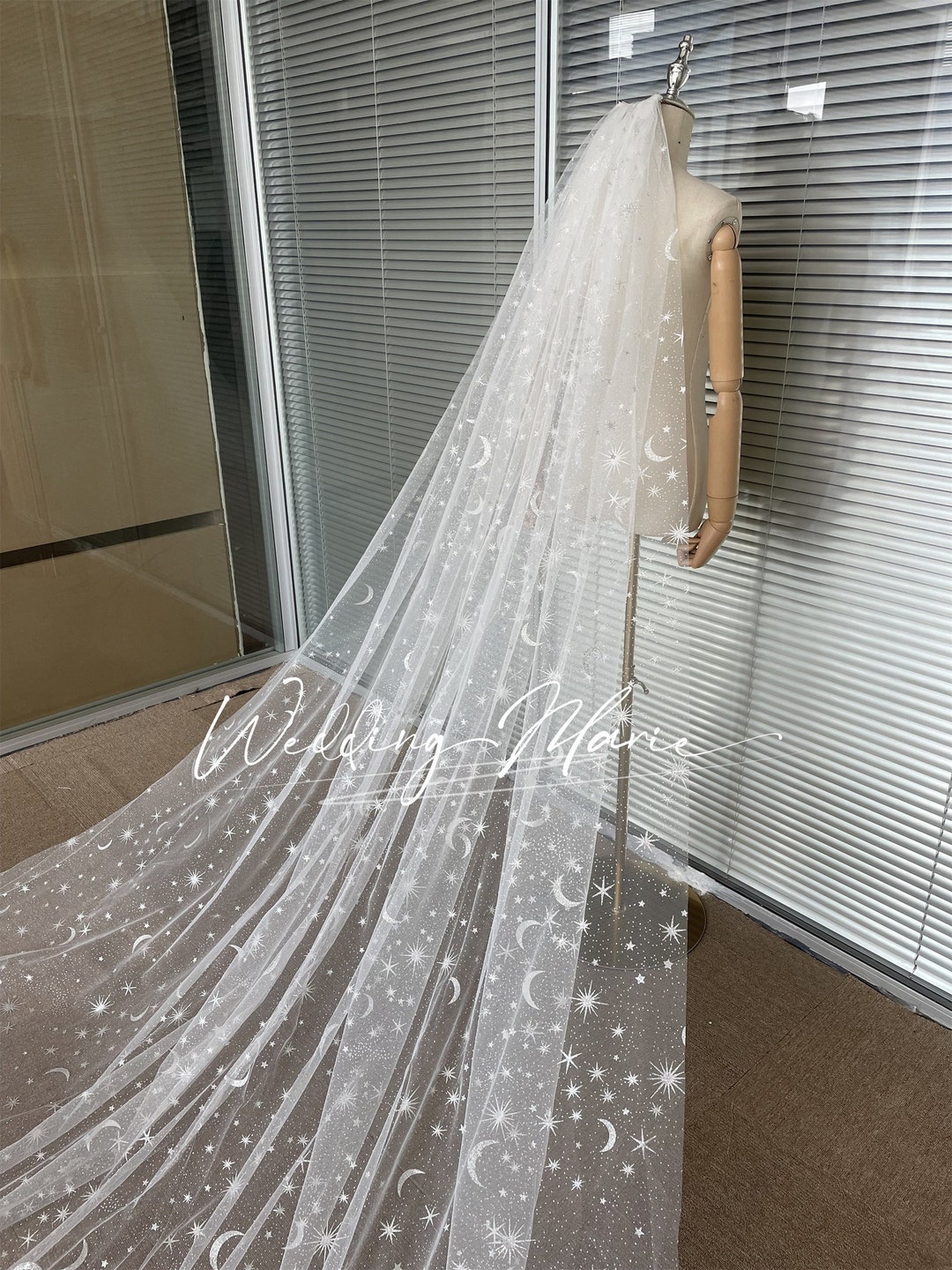 Shiny Glitter Wedding Veil, Star/moon Veil, Unique Bridal Veil, Fairy ...
