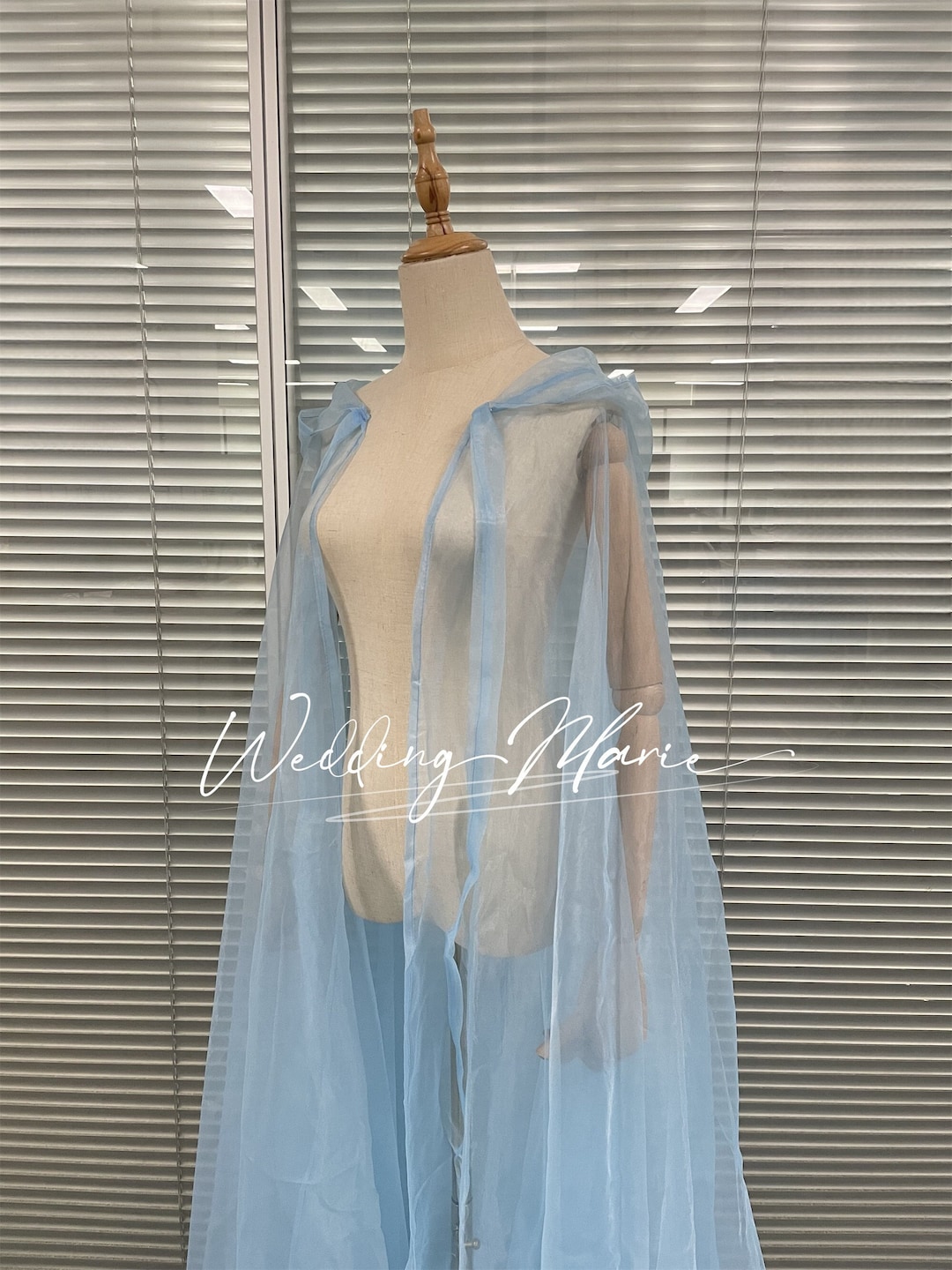 Light Blue Cape, Organza Cape, Hooded Cape, Fairy Bridal Cape, Prom ...