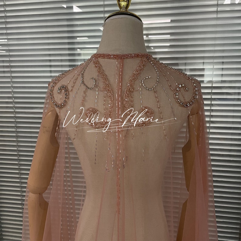 Beaded Wedding Cape: Custom Bridal Tulle Veil - Etsy