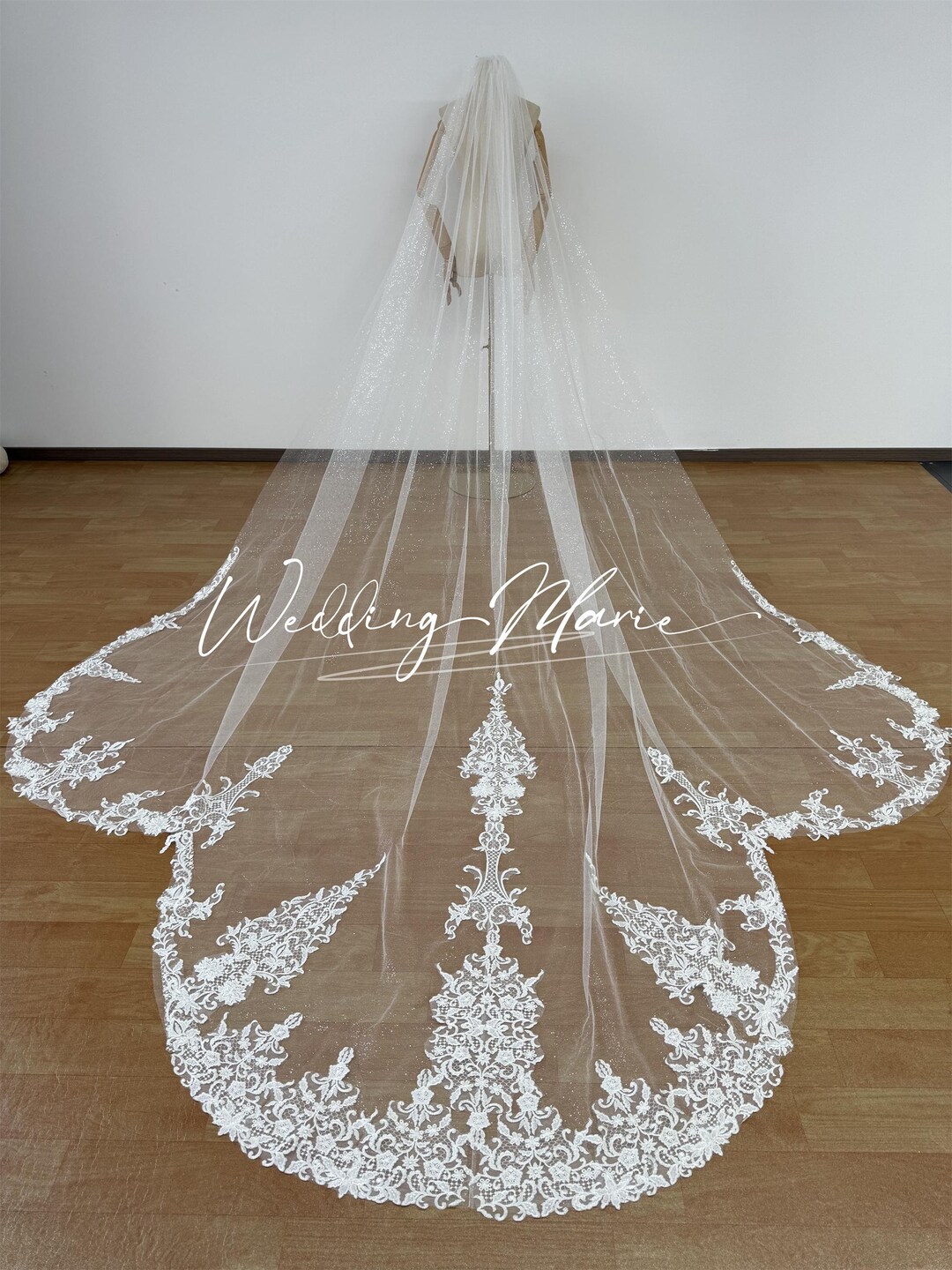 Glitter Tulle Wedding Veil, Vintage Bridal Veil, Unique Wedding Veil ...