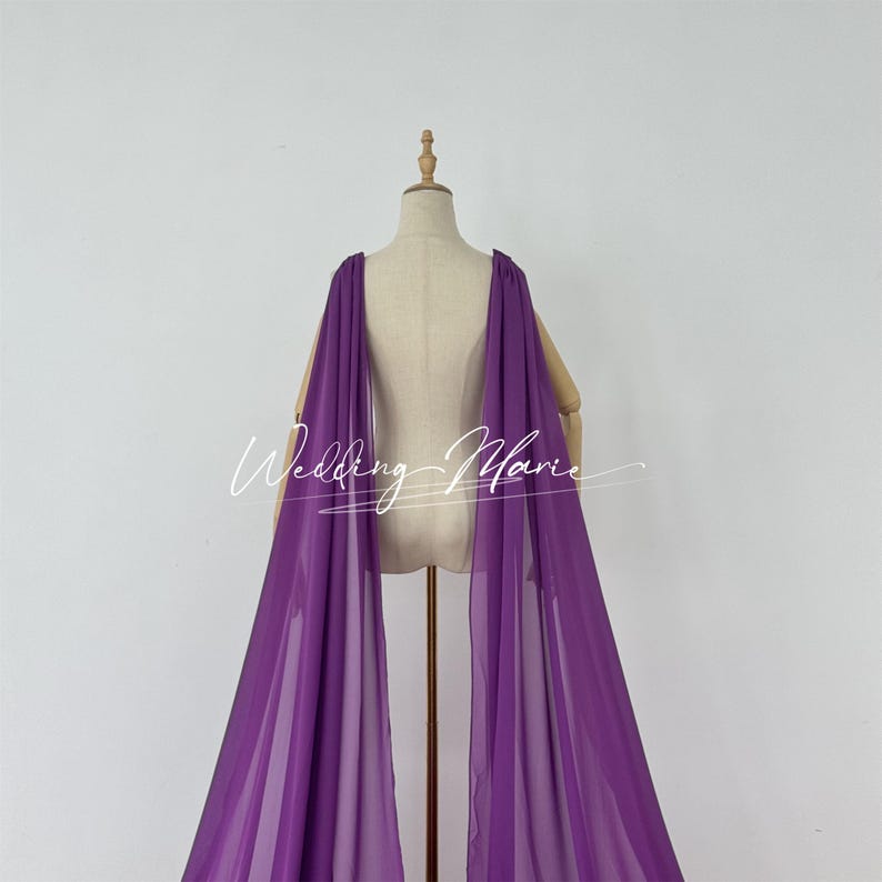 Purple Chiffon Shoulder Wrap With Pin: Elegant Wedding Shawl - Etsy